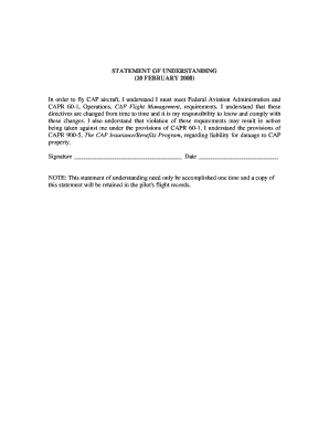 Fillable Online STATEMENT OF UNDERSTANDING - Civil Air Patrol Fax Email ...