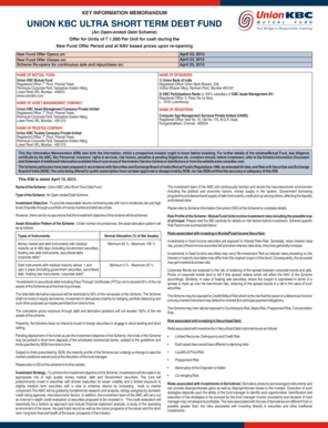 Fillable Online KIM amp Union KBC Ultra Short Term Debt Fund - Emkay Global bb Fax Email Print ...