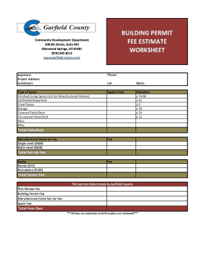 Fillable Online Building permit fee estimate worksheet - Garfield ...