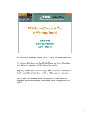 Fillable Online TRS-ActiveCare and You A Winning Team! - BCBSTX.com Fax ...