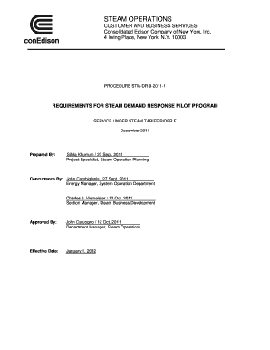 Fillable Online REQUIREMENTS FOR STEAM DEMAND RESPONSE PILOT PROGRAM Fax Email Print - pdfFiller