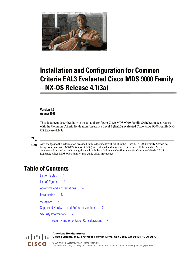 Fillable Online Installation and Configuration for Common Criteria EAL3 Evaluated Cisco MDS 9000 ...