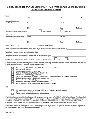 Fillable Online LifeLine/LinkUp Assistance Form - Tribal Fax Email ...