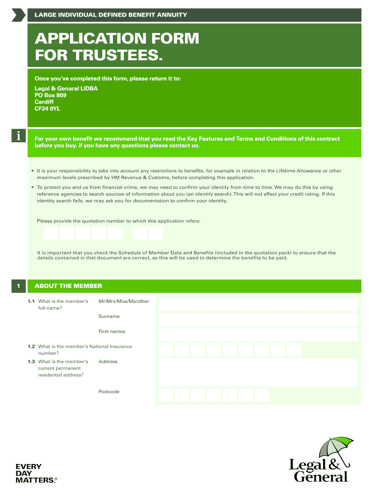 Fillable Online Large Individual Defined Benefit Annuity Application Form Fax Email Print ...