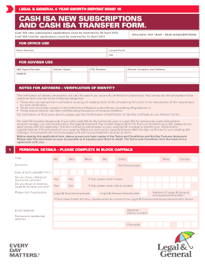 Fillable Online 2012/13 ISA and ISA transfer application form ...