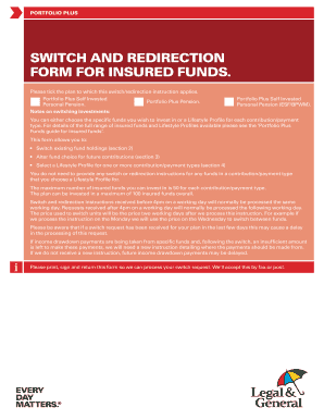 Fillable Online Switch and redirection form for insured funds. - Legal ...