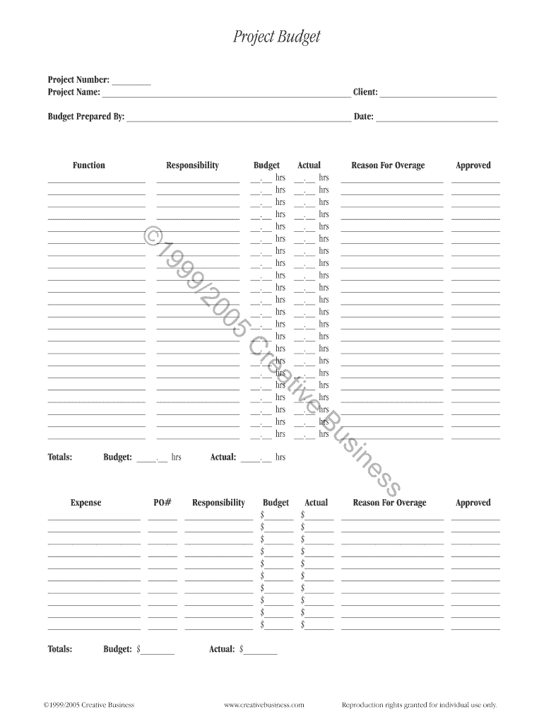 Fillable Online Project budget form - Creative Business Fax Email Print ...