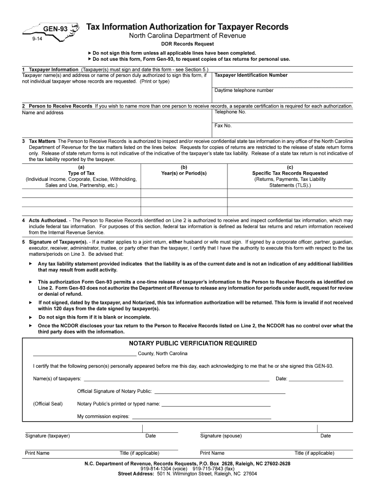 Fillable Online Tax Information Authorization for Taxpayer Records Fax ...