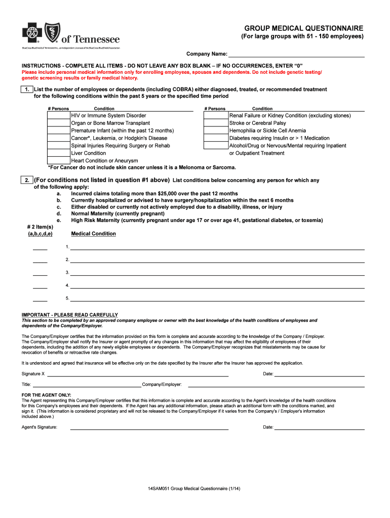Fillable Online GROUP MEDICAL QUESTIONNAIRE Fax Email Print - pdfFiller