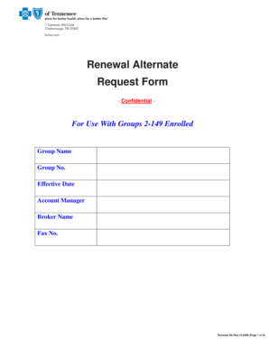 Fillable Online Renewal Alternate Request Form - BCBST.com Fax Email ...