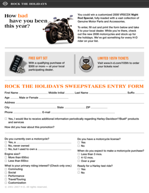 Fillable Online ROCK THE HOLIDAYS SWEEPSTAKES ENTRY FORM Fax Email ...