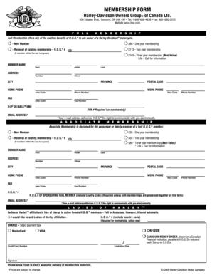 Fillable Online MEMBERSHIP FORM - Harley-Davidson Fax Email Print ...