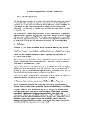 Fillable Online Data Processing Agreement for Oracle Cloud Services Fax ...