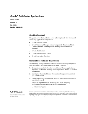 Fillable Online Oracle Call Center Applications Setup Guide - Oracle ...