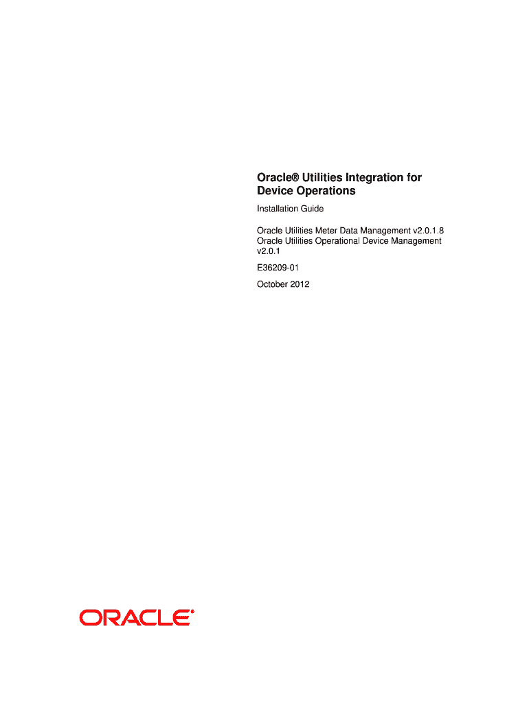 Fillable Online Installation Guide for Oracle Utilities Integration for ...