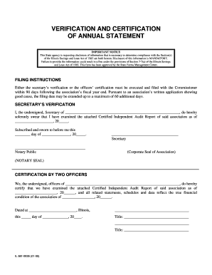 Fillable Online VERIFICATION AND CERTIFICATION OF ANNUAL STATEMENTdoc ...