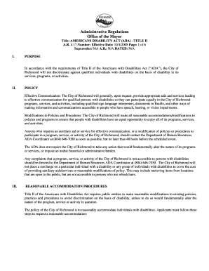 Fillable Online 4.17 Americans With Disabilities Act (ADA)- Title II - City of Richmond Fax ...