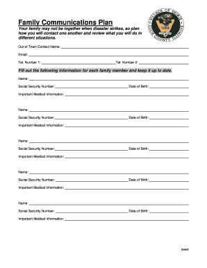 Fillable Online Family Communication Plan - E-Gov Link Fax Email Print ...