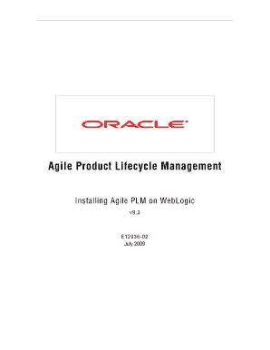 Fillable Online Installing Agile PLM on WebLogic. Agile Product Lifecycle Management Fax Email ...