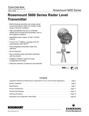 Fillable Online Rosemount 5600 Series Radar Level Transmitter ...