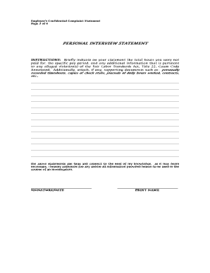 Fillable Online PERSONAL INTERVIEW STATEMENTdoc Fax Email Print - pdfFiller