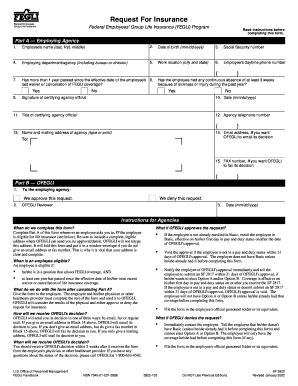 Fillable Online Request For Insurance - FEGLI - Office of Personnel ...
