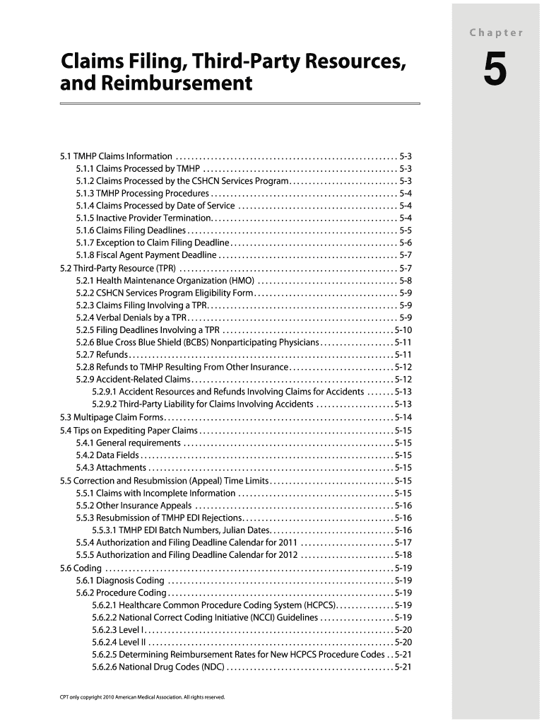 Fillable Online Claims Filing, Third-Party Resources, and Reimbursement Fax Email Print - pdfFiller