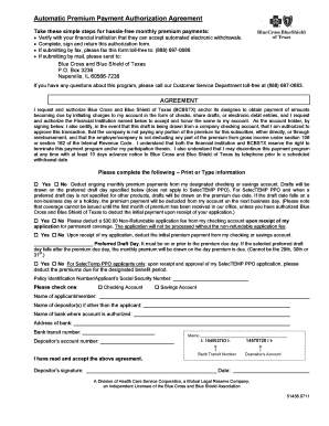 Fillable Online Automatic Premium Payment Program - Blue Cross and Blue ...