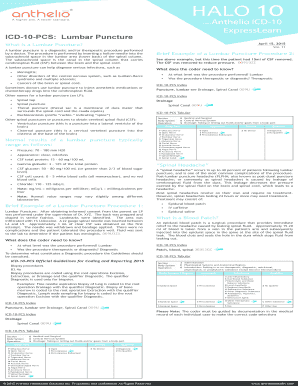 Fillable Online ICD-10-PCS: Lumbar Puncture Fax Email Print - pdfFiller
