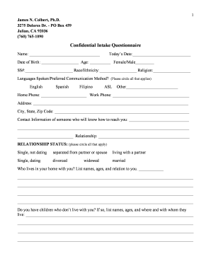 Fillable Online Intake Assessment Formdoc Fax Email Print - pdfFiller