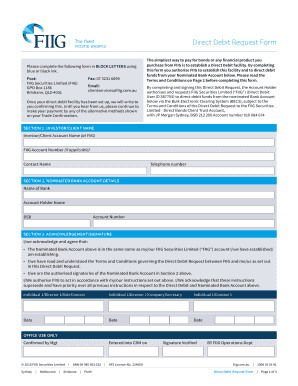 Fillable Online Direct Debit Request Form - fiigcomau Fax Email Print - pdfFiller