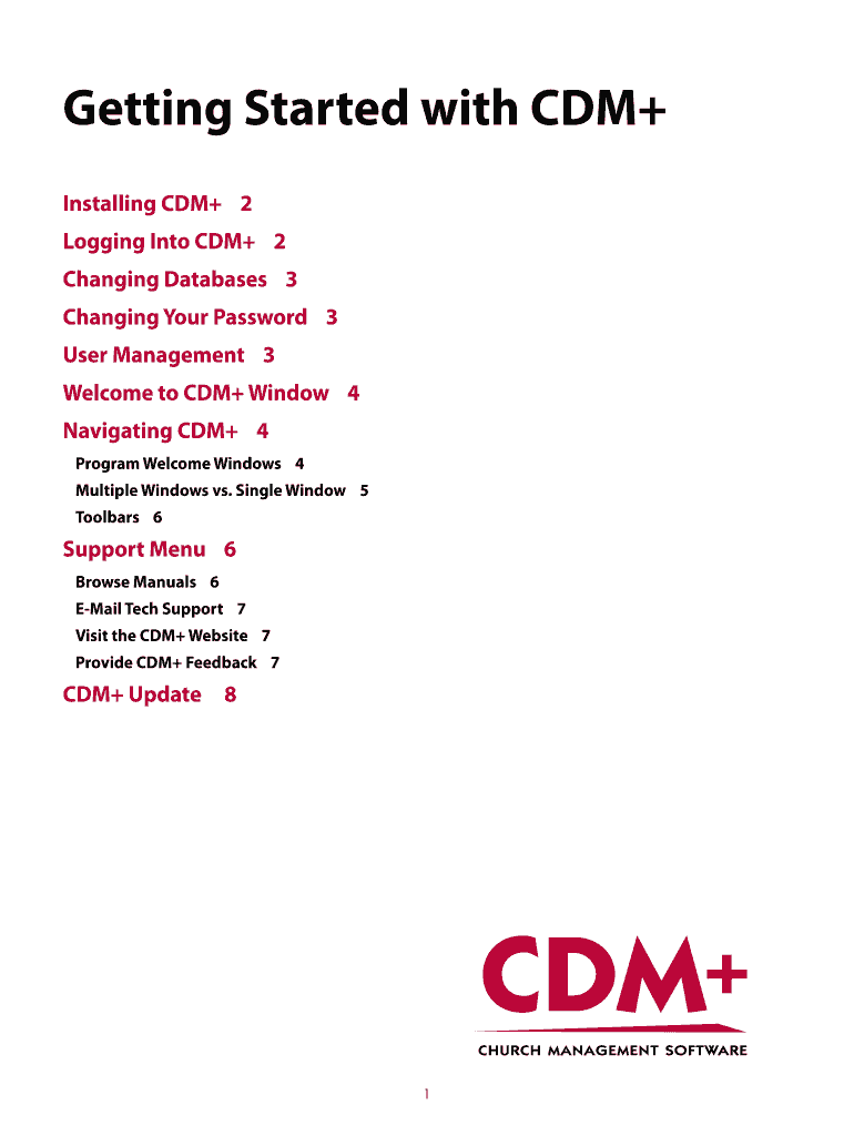 Fillable Online Getting Started with CDM+ Fax Email Print - pdfFiller