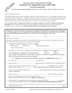 Fillable Online financialaid santarosa Santa Rosa Junior College ...