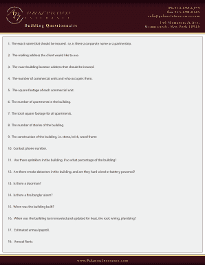 Fillable Online Form Building questionnaire Fax Email Print - pdfFiller