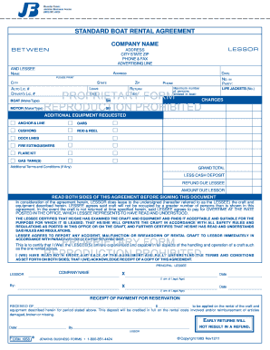 Fillable Online STANDARD BOAT RENTAL AGREEMENT - JB Forms Fax Email ...