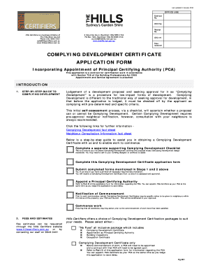 Fillable Online MASTER - Complying Development Certificate Application ...