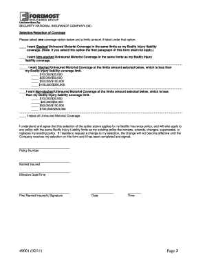 Fillable Online 49001 FL UM Selection-Rejection Form FINALdocx Fax ...