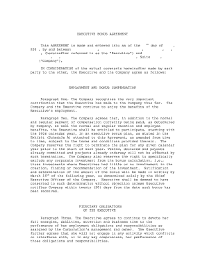 Fillable Online EXECUTIVE BONUS AGREEMENT Fax Email Print - pdfFiller