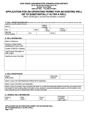 Fillable Online ccgcd APPLICATION FOR AN OPERATING PERMIT FOR AN ...