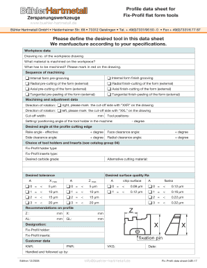 Fillable Online Profile data sheet for Fix-Profil flat form tools Fax ...