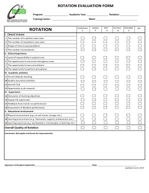 Fillable Online ROTATION EVALUATION FORM - omsborg Fax Email Print - pdfFiller