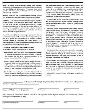 Fillable Online Consent for Hereditary Cancer Genetic Testing ...