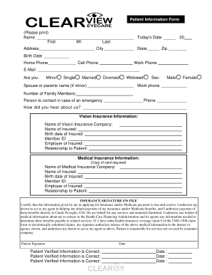 Fillable Online Clearview Eyecare Patient Forms Fax Email Print - pdfFiller