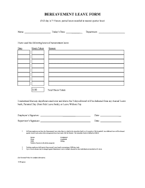 Fillable Online sheridanwyolibrary BEREAVEMENT LEAVE FORM - Sheridan ...