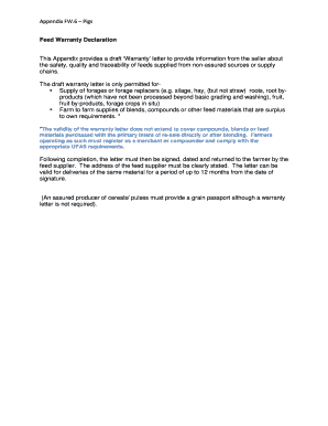 Fillable Online assuredfood co Feed Warranty Declaration page 1 Pigs ...