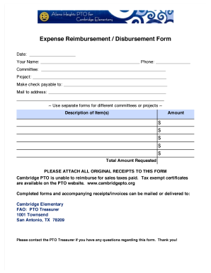 Fillable Online cambridgepto Cambridge PTO Reimbursement Form - cambridgepto Fax Email Print ...