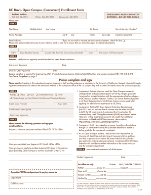 Fillable Online extension ucdavis UC Davis Open Campus (Concurrent ...