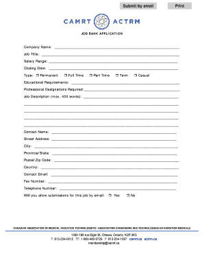 Fillable Online JOB BANK APPLICATION Fax Email Print - pdfFiller