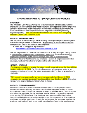 Fillable Online AFFORDABLE CARE ACT ACA FORMS AND NOTICES Fax Email ...