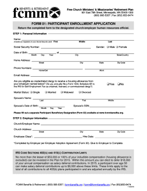 Fillable Online FORM 01 PARTICIPANT ENROLLMENT APPLICATION Fax Email ...
